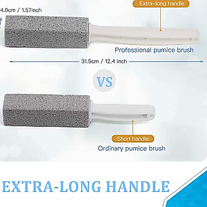 Jspeggy 2 Pack 100% Natural Pumice Toilet Brush with Extra Long Handle, Hard Water Ring Remover for Toilet, Pool, Bathroom, Tiles & BBQ Grills