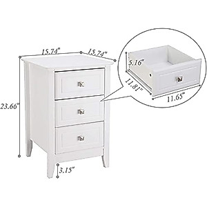 Bonnlo Upgraded White Nightstand with 3 Drawers, Modern Night Stands for Bedrooms Set of 2, Wooden Bed Side Table/Night Stand for Small Spaces, College Dorm, Kids’ Room, Living Room, 23.6in H