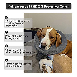 MIDOG Dog Cone,Soft Cone for Dogs After Surgery,Pet Inflatable Collar Protective Recovery Donut Collar to Prevent Pets from Touching Stitches, Wounds and Rashes