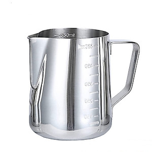 Francis King 20oz Stainless Steel Espresso Milk Steaming Pitcher with Latte Art Pen. 304 Stainless Steel with Embossed Measurements. Milk Foam and Frothing Pitcher. Barista Coffee Accessories