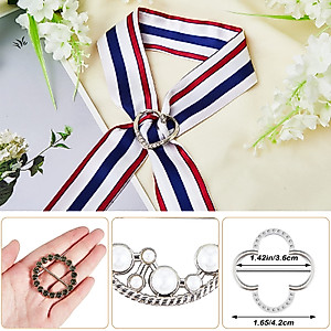 Juexica 18 Pcs T Shirt Clips Ties for Women Scarf Ring Clips Waist Round Metal Alloy Scarf Buckle with Rhinestone and Pearl(Classic)