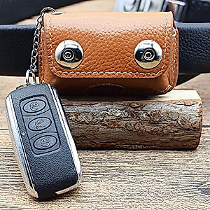MoreChioce Men's Car Key Case, Leather Key Fob Holder with Magnetic Closure, Universal Key Chain, Coffee Brown