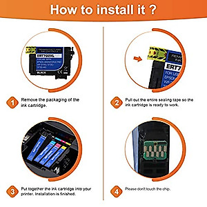 TESEN Remanufactured 702 XL Ink Cartridge Replacement for Epson 702XL 702 T702XL T702 to use with Workforce Pro WF-3720 WF-3733 WF-3730 Printer 5-Pack