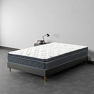 Mayton Queen Zero Pressure Quilted EuroTop 12" Hybrid Mattress with Pocket Spring for Medium Firm Comfort and Strong Edge Support, Black