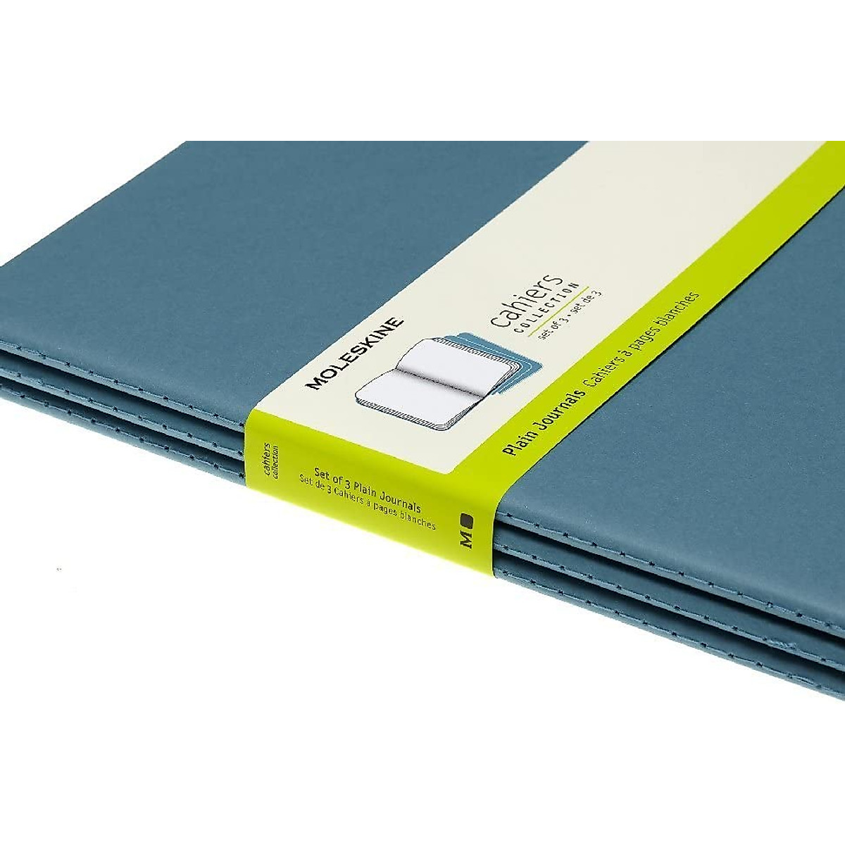 Moleskine Cahier Journal, Soft Cover, XL (7.5" x 9.5") Plain/Blank, Brisk Blue, 120 Pages (Set of 3)