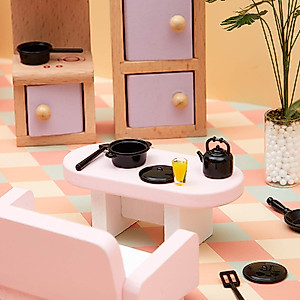 20 Pcs Dollhouse Miniature Cooking Set Miniature Pots and Pans 1/12 Scale Miniature Metal Stovetop Cookware for Mini Dollhouse Kitchen, Dollhouse Decoration Accessories for Party Supplies Pretend Play