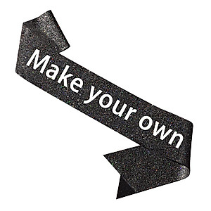 CoolerthingsDG, 2 Pcs glitter PU leather sashes, Blank Sashes Plain Sashes Party Accessory for Graduation Wedding Party, Satin Sashes Pageant, Make Your Own Sashes, black Party Plain Pageant Sashes