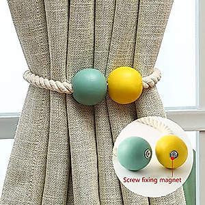 BAMFY 2 Pcs Magnetic Curtain Tiebacks Handmade Rope Holdback Curtain Tie Backs for Living Room, Kitchen, Dining Room, Outdoor, Bedroom, Bathroom (Color : B)