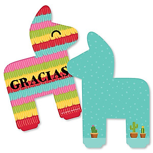 Big Dot of Happiness Let's Fiesta - Shaped Mexican Fiesta Thank You Note Cards with Envelopes - Set of 12