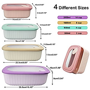 DONDON Food Containers Plastic Silicone With Lids Airtight for Lunch Box Rectangle Food Storage Container Set of 4 For fridge Freezer Colored