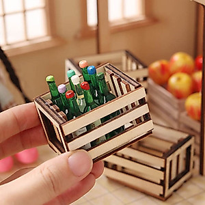 Kisangel 3Pcs Dollhouse Crate Wooden Miniature Milk Crate Fruit Basket Dollhouse Miniature Decoration Micro Landscape Ornament for Fairy Garden Decor