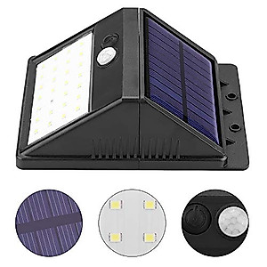 Zerone Solar Powered Light, 28 LED Solar Sensor Light Garden Light Wall Light Turns on Automatically 3 Modes for Home Garden