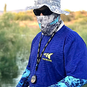 KastKing Sol Armis Neck Gaiter - UPF 50 Face Mask - UV Sun Protection Mask for Men & Women, Fishing, Hiking, Kayaking , Prym1 Camo, RocketPop,19x9.5 Inches,Silver Mist