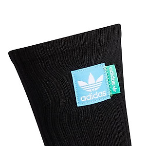 adidas Originals Mixed Graphics Cushioned Crew Socks (3-Pair), Black/Hi-res Green/Sky Rush Blue, Large
