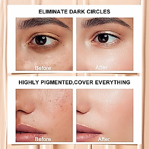 6 Colors Correcting Concealer Palette, Makeup Cream Contour Palette with Brush, Contouring Foundation Highlighting Concealer Palette for Conceals Dark Circles, Redness, Acne, Blemish