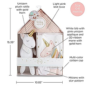 Baby Aspen Simply Enchanted Unicorn 5-Piece Welcome Home Gift Set, Light & Dark Pink/White/Aqua/Gold