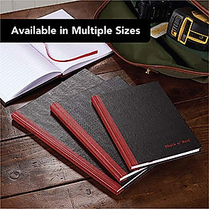 Black n' Red Notebook, Durable Hardcover, Premium Optik Paper, Scribzee App Compatible, Environmentally Friendly, Secure Casebound Binding, 11-3/4" x 8-1/4", 96 Double-Sided Ruled, 1 Count (D66174)