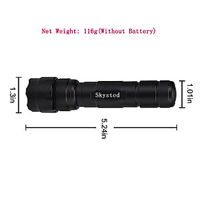 Skysted WF-502B Single Mode 1200 Lumen Mini Portable Tactical Clip Handheld Flashlight Torch Lamp,for Outdoor Sports and Indoor Activities (Camping, Hiking, Hunting, etc.) (Black)