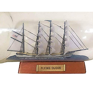 Hampton Nautical Flying Cloud Ship in a Bottle, Blue, 11"