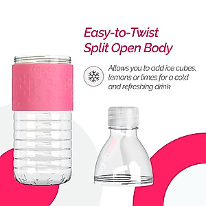 Copco Hydra 16.9 oz Water Bottle with Leak-Proof Lid - Tritan Reusable with Textured Grip Sleeve - BPA-Free, Shatter-Resistant, Dishwasher Safe for Travel, Gym, Work, Outdoors (Pink)