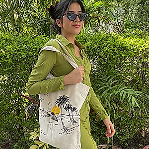 Eco Right Aesthetic Canvas Tote Bag for Women: Spacious, Zippered Closure, Reusable, Ideal for Beach, Shopping, Travel, School, Groceries - Cute & Eco-Friendly Gift for Girls, Teachers, Mothers