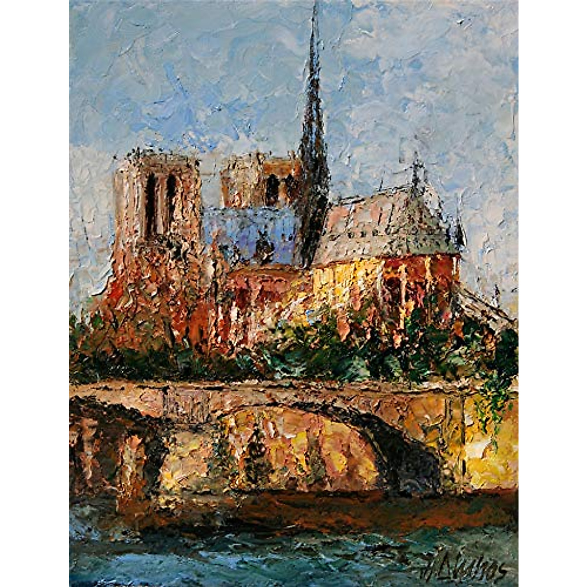 (SOLD) Majestic Notre Dame - Paris France by internationally renown painter Andre Dluhos