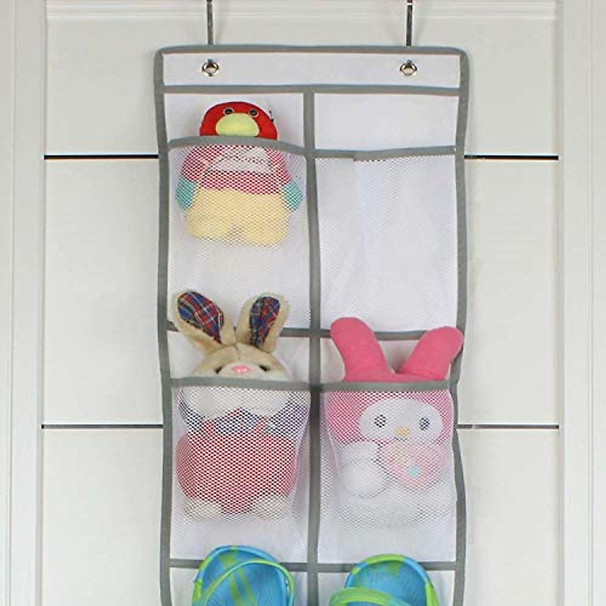 NXqilixiang Over The Door Shoe Organizer Hanging Shoe Hanger with 12 Large Clear Mesh Pockets for Narrow Closet Door for Storage Men Sneakers Women High Heeled Shoes Slippers kids toy White 2 Pack
