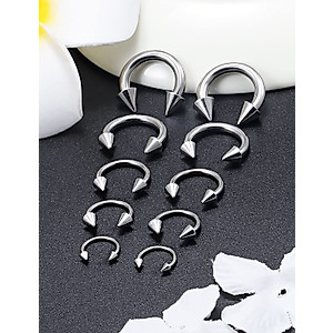 Ocptiy 6G 8G 12G 14G 16G Ear Earrings Gauges Septum Nose Plugs Tunnels Stretching Kit Surgical Stainless Steel Large Big Wide Septum Eyebrow Lip Belly Ring Cartilage Helix Tragus Earring Piercing Kit