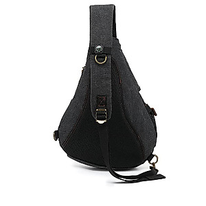 Canvas Sling Bag Crossbody Backpack Over Shoulder Daypack Casual Cross Chest Side Pack Outdoor Cycling Hiking Travel (Green)