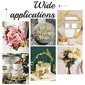 CHGCRAFT 160Pcs 5Styles Bouquet Wedding Corsages Pins 3D Gold Butterfly Wall Decor Include 100Pcs Head Pins 60Pcs 3D Gold Removable Butterfly Sticker for Birthday Party Wedding Garland