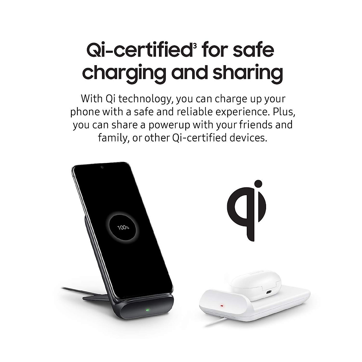 SAMSUNG Electronics Wireless Charger Convertible Qi Certified (Pad/Stand), for Galaxy Buds, Galaxy Phones, and Apple iPhone Devices - US Version - Black (US Version)