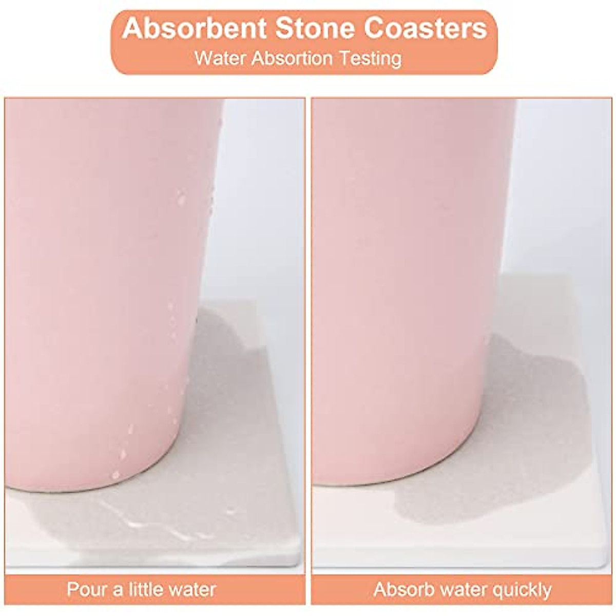 24 Pack Ceramic Tiles for Crafts Coasters with 2 Holder,White Unglazed Ceramic Tiles with Cork Backing Pads, Use with Alcohol Ink or Acrylic Pouring Make Your Own DIY Coasters (Square)