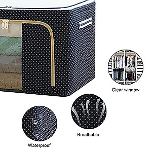fengquan Oxford Cloth Steel Frame Storage Box for Clothes Bed Sheets Blanket Pillow Shoe Holder Container Organizer