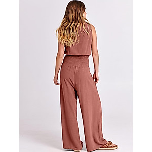 ANRABESS Women's 2 Piece Linen Lounge Set Casual Matching Pants Jumpsuit Summer Beach Travel Vacation Trendy Outfits X-Large