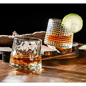 4 Pack Crystal Whiskey Glasses, Old Fashioned Lowball Bar Tumblers for Drinking Bourbon, Scotch Whisky, Cocktails, Cognac