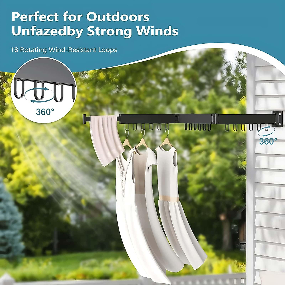 Huilefu Wall Mounted Clothes Drying Rack Upgrade and Thicken Aviation Aluminum,Collapsible,Foldable Space Saving Laundry Hanger - Trifold Expandable,Retractable Heavy Duty Clothing Rack