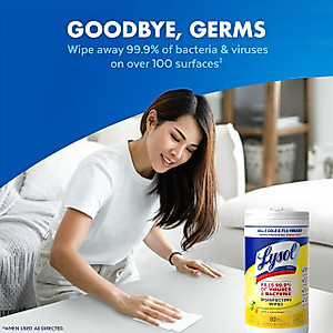 Lysol Disinfectant Wipes Multi-Surface Antibacterial Cleaning Wipes For Disinfecting and Cleaning Lemon and Lime Blossom 80 Count (Pack of 2)