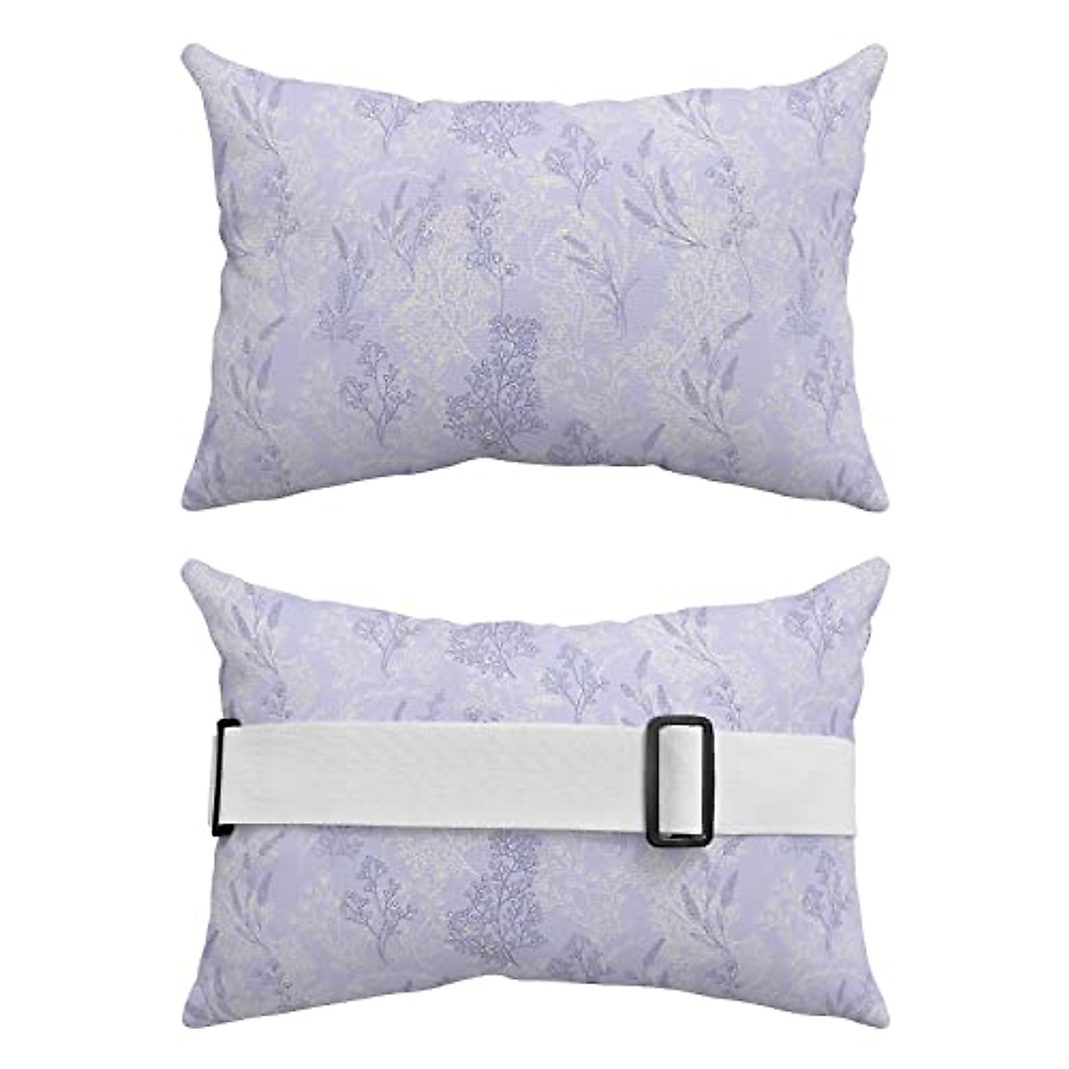 Recliner Head Pillow Ledge Loungers Chair Pillows with Insert Flower Spring Simple Hand Painted Plant Lavender Purple Lumbar Pillow with Adjustable Strap Patio Garden Cushion for Bench Couch, 2 PCS