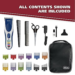 Wahl Color Pro Cordless Rechargeable Hair Clipper & Trimmer – Easy Color-Coded Guide Combs - for Men, Women, & Children – Model 9649P