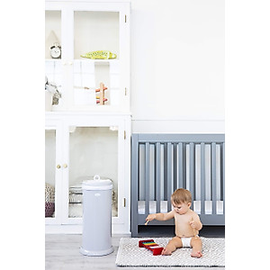 Ubbi Steel Diaper Pail, Odor Locking, No Special Bag Required, Award-Winning, Registry Must-Have, Gray