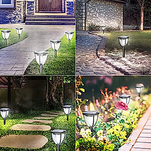 Solar Pathway Lights Outdoor, Solar Powered Walkway Lights Dusk to Dawn Up to 12Hrs, IP65 Waterproof Auto On/Off Soalr Landscape Path Lighting Decorative for Garden Yard Patio Lawn Driveway -2 Pack