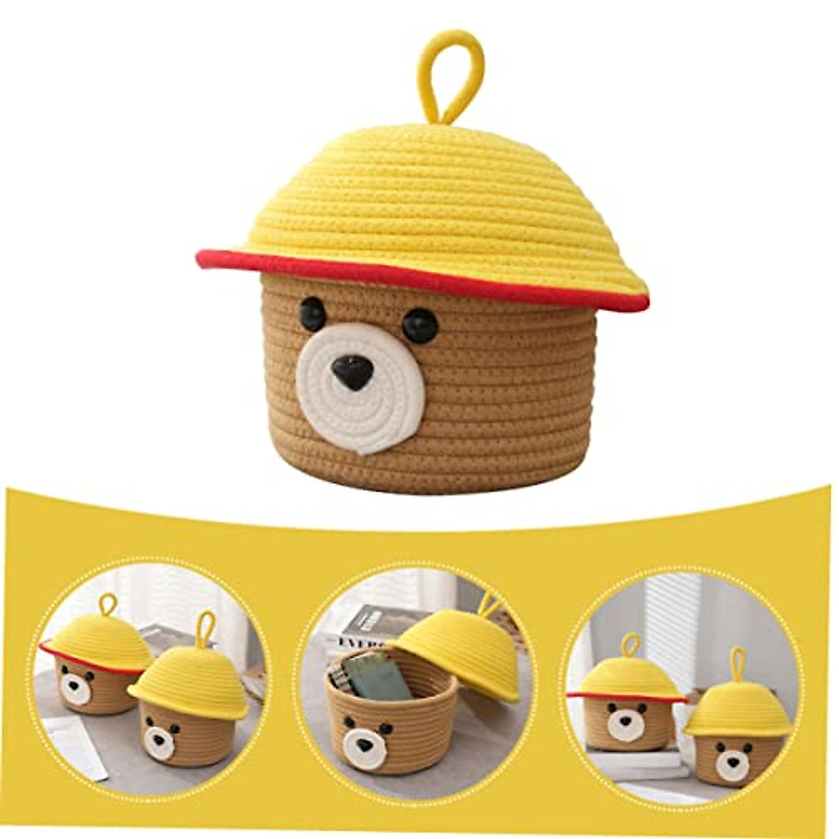 TOYANDONA Bear Storage Basket Clothes Bins Storage for Closet Toy Baskets Wicker Storage Basket Baby Laundry Basket Baskets Empty Wicker Laundry Baskets Cotton Rope Sundries Basket Mini