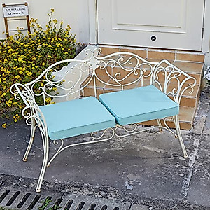 JMGBird Outdoor Chair Cushions 19 x 19 Inch, Set of 2 Outdoor Seat Cushions for Patio Furniture, Water Resistant Square Corner Seat Cushions for Garden Sofa Couch Chair Pads with Adjustable Straps