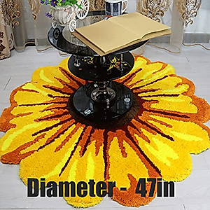 Sunflower Rugs for Living Room Plush Large Round Flower Area Rugs with Rubber Backing Non-Slip, Extra Soft Cute for Bedroom Kitchen Bathroom,Washable (Pink,40x40in)