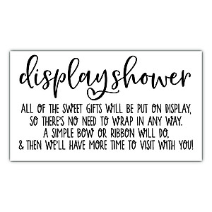 50 Display Shower Cards - Modern Script Design - Unwrapped Gift Request Invitation Inserts for Bridal or Baby Shower