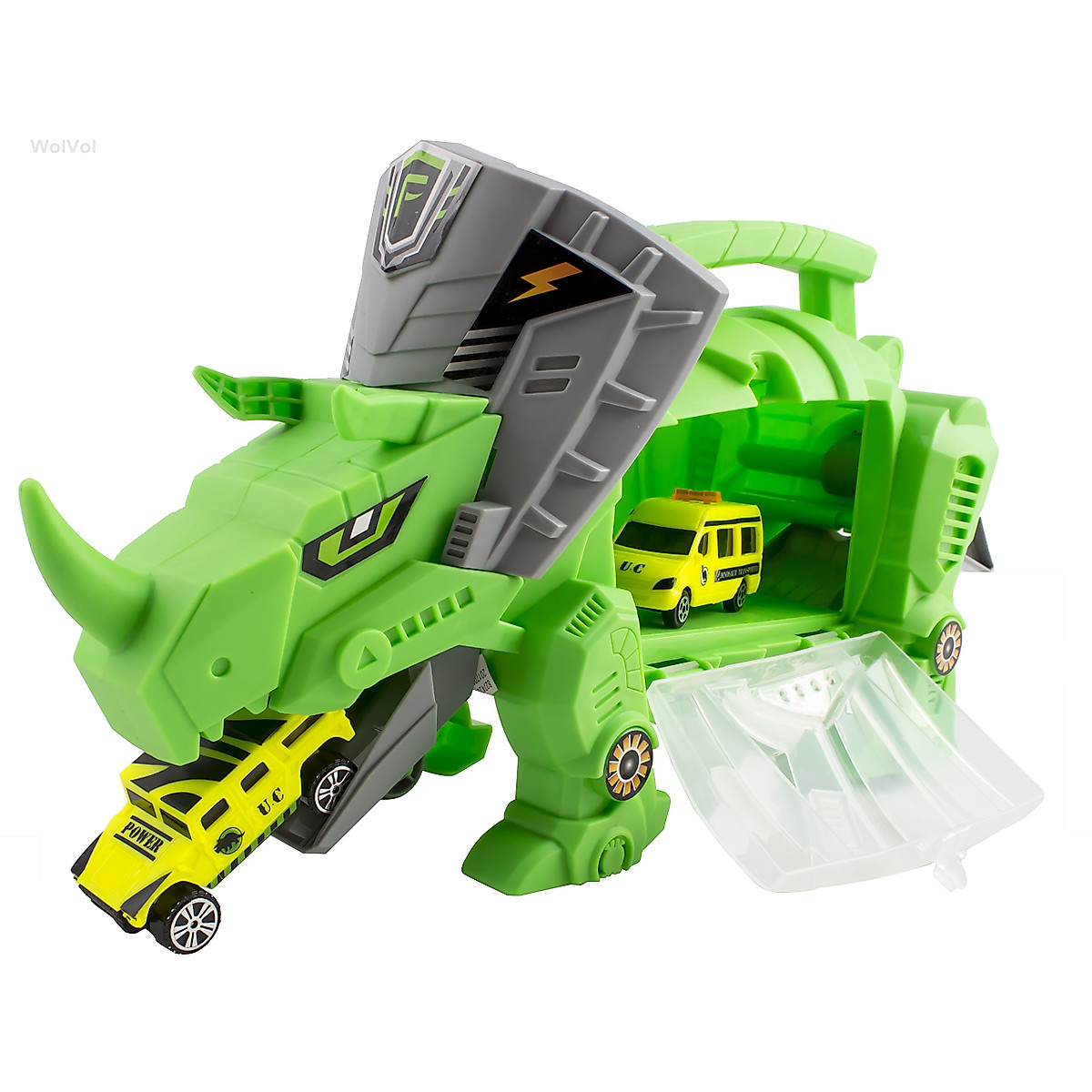 WolVolk Perfect Dinosaur Storage Carrier for Your Dinosaurs and Cars (Includes Mini Dinosaurs and car Toys)