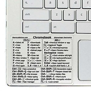 SYNERLOGIC Chrome OS Reference Keyboard Shortcut Sticker - No-Residue Vinyl - Size 3"x2.4" for Any Brand Chromebook Laptop Running Chrome OS (Clear)