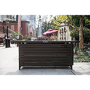 Legacy Heating 57 Inch Propane Fire Pit Table, 50000BTU Outdoor Gas Fire Pit, 2 in 1 Rectangular Firepit Extruded Aluminum w/ Lid, Glass Beads, ETL Certified for Gatherings on Garden Backyard, Mocha.