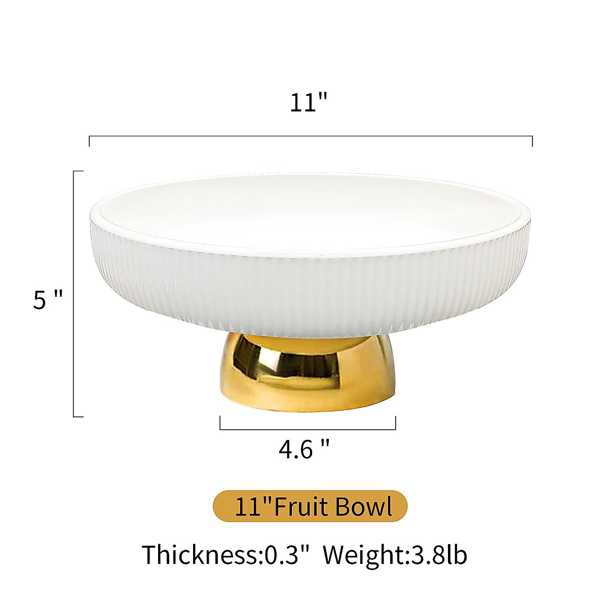 CCATSIX Ceramic Fruit Bowl,11-Inch Dinner Table and Tea Coffee Pedestal Tray,Elegant and Practical Bread and Fruit Trays,Salad or Dessert Display Trays for Parties. (XL)