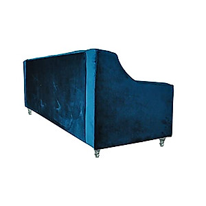 Iconic Home Dylan Velvet Modern Contemporary Button Tufted with Silver Nailhead Trim Round Acrylic Feet Sofa